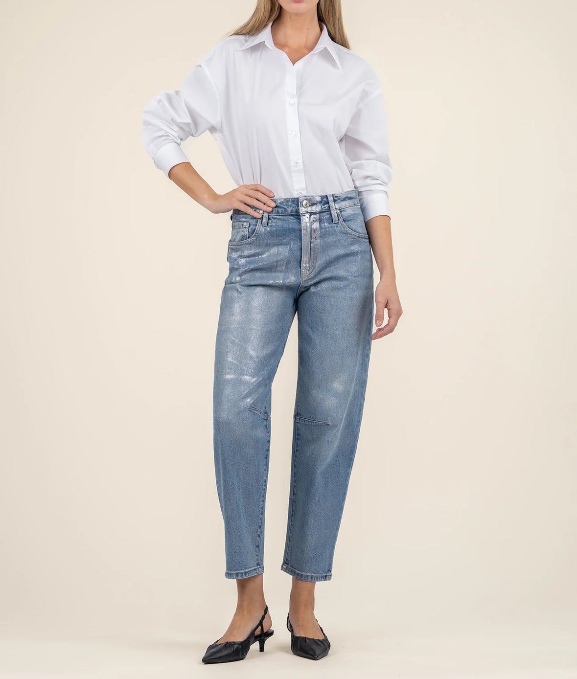 Kut - Ashley Silver Foil High Rise Slouchy Barrel | What To Wear Sudbury